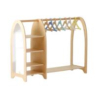 China Home Furniture Montessori Kids Clothing Rack Wardrobe with Mirror and High Quantity for sale