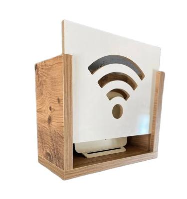 China Burned Wall Mounted Router Hide Internet Modem Storage with Wooden Decorative Wifi Box for sale