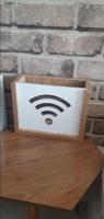 China Burned Wall Mounted Router Hide Internet Modem Storage with Wooden Decorative Wifi Box for sale