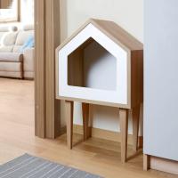 China Indoor Cat Tree Oak Wood Cat House in Natural Wood Color with Storage Containers for sale