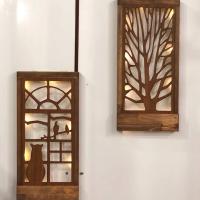 China Handmade Wooden LED Wall Decoration for Bedroom Square Over-the-Bed Theme Love for sale