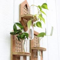 China Wall Hanging Boho Hydro Planter Wall Planter with Silk-screen Printing/Burned for sale