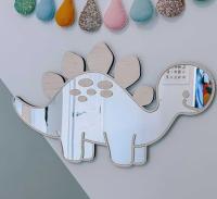 China Customized Logo Wooden Dinosaur Shaped Frame Mirror with Wooden Frame and Wooden for sale