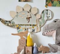 China Customized Logo Wooden Dinosaur Shaped Frame Mirror with Wooden Frame and Wooden for sale