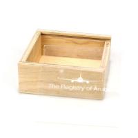 China Personalized Logo Branding Acceptable Wooden Storage Box with Sliding Lid 10x10x3.8cm for sale