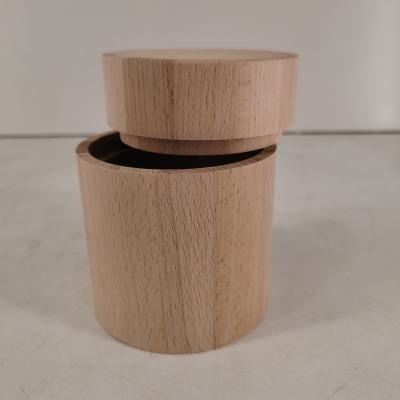 China D90 x H112mm Custom Shape Wooden Barrel Rustic Design for Coffee Bean and Tea Storage for sale