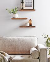 China Natural Wood Floating Shelves for Wall Display Living Room Furniture OEM Storage for sale
