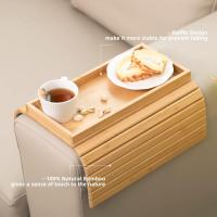 China Living Room Rectangle Sofa Tray Foldable Bamboo Couch Coaster with Chopping Blocks for sale