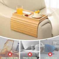 China Living Room Rectangle Sofa Tray Foldable Bamboo Couch Coaster with Chopping Blocks for sale