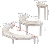 China Embossed Wooden Whitewashed 3-Piece Set for Semicircle Cupcake Stand and Display Riser for sale