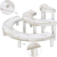 China Embossed Wooden Whitewashed 3-Piece Set for Semicircle Cupcake Stand and Display Riser for sale