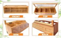 China Wooden Tea Bag Organizer with Laser Engraved Printing and Clear Acrylic Glass Window for sale