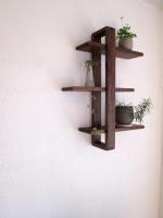 China Mid Century Modern Three-layer Handmade Solid Wood Wall Decor for Hanging Plants Art Books Photos for sale