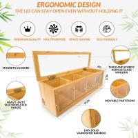 China Wooden Tea Bag Organizer with Laser Engraved Printing and Clear Acrylic Glass Window for sale