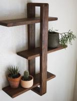 China Mid Century Modern Three-layer Handmade Solid Wood Wall Decor for Hanging Plants Art Books Photos for sale