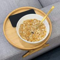 China Custom Natural Bamboo Sofa Side Table Foldable Armrest Clip-On Couch Tray for OEM ODM for sale