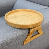 China Custom Natural Bamboo Sofa Side Table Foldable Armrest Clip-On Couch Tray for OEM ODM for sale