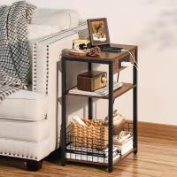 China Storage Container Design Style Brown Nightstand with USB Ports and Charging Station for sale