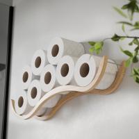 China Customized Logo Acceptable Wooden Wardrobe Toilet Paper Holder Shelf for Bathroom for sale