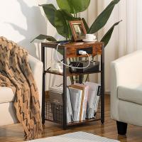China Storage Container Design Style Brown Nightstand with USB Ports and Charging Station for sale