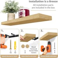 China 60.96cm x 22.86cm Maple Floating Wall Shelves Set of 2 for Holding Kitchen Appliances for sale