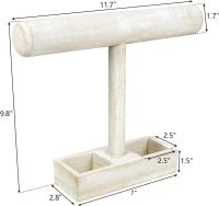 China Living Room Custom Wooden T-Bar Jewelry Display Stand with 2-Compartment Storage Tray for sale