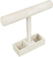 China Living Room Custom Wooden T-Bar Jewelry Display Stand with 2-Compartment Storage Tray for sale