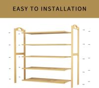 China Wooden 5-Tier Natural Bamboo Shoe Rack Stackable Storage Shelf for Multi-Function OEM for sale