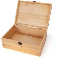 China 1 X 7.9 X 4.5 Inch Natural Bamboo Wood Storage Box With Hinged Lid Silk-Screen Printing for sale