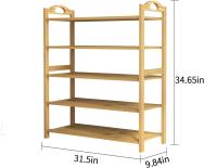 China Wooden 5-Tier Natural Bamboo Shoe Rack Stackable Storage Shelf for Multi-Function OEM for sale