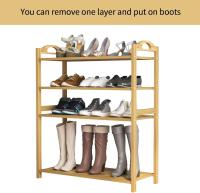 China Wooden 5-Tier Natural Bamboo Shoe Rack Stackable Storage Shelf for Multi-Function OEM for sale