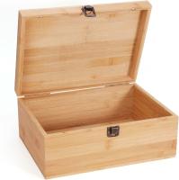 China 1 X 7.9 X 4.5 Inch Natural Bamboo Wood Storage Box With Hinged Lid Silk-Screen Printing for sale