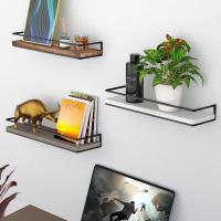 China Set Of 2 Rustic Wood Wall Storage Floating Shelves For Living Room Furniture Custom for sale