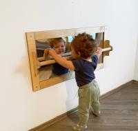 China Montessori Mirror Pull up Wooden Bar and Baby Floor Mirror for Space Optimization for sale