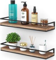 China Set Of 2 Rustic Wood Wall Storage Floating Shelves For Living Room Furniture Custom for sale