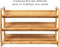 China 3-Tier Bamboo Shoe Rack for Living Room Free Standing Floor Type Installation for sale