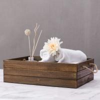 China Environmental Rustic Brown Wood Gift Box With Rope Handles for Eco-Conscious Buyers for sale
