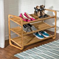 China 3-Tier Bamboo Shoe Rack for Living Room Free Standing Floor Type Installation for sale