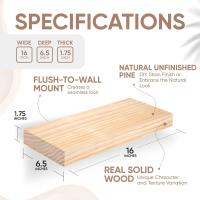 China Set of 2 Rustic Farmhouse Wood Floating Shelves 16 x 6.5 x 1.75 Inches Modern Design for sale