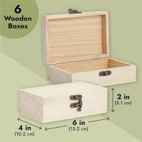 China 6 Pack Front Clasps Hinged Lids Unfinished Wooden Crafts Boxes for Other Gift Craft for sale