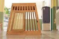 China Natural Wood Color Wooden Indoor Dog Cat House Crate with Door in White for sale