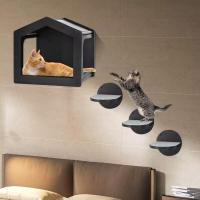 China High Quantity Wall Mounted Cat Steps Climbing Shelf with 3 Large Steps and Scratch Pads for sale