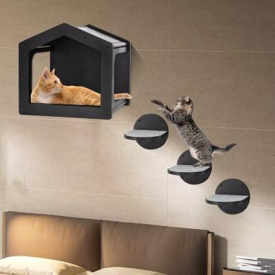 China High Quantity Wall Mounted Cat Steps Climbing Shelf with 3 Large Steps and Scratch Pads for sale