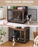 China Indoor Wooden Dog Crate 202406 Double Doors Large Dog Cage with Anti Slip Pull Out Tray for sale