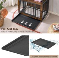 China Indoor Wooden Dog Crate 202406 Double Doors Large Dog Cage with Anti Slip Pull Out Tray for sale