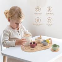China Customized Designs Wooden Tea Set for Kids Cup Lids and Serving Trays for sale
