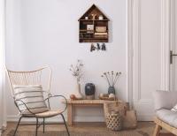 China Easy Install Decorative Wooden Key Hanging Rack with 5 Double Hooks Customized Logo for sale
