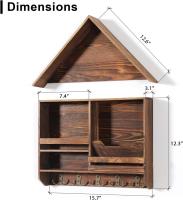 China Easy Install Decorative Wooden Key Hanging Rack with 5 Double Hooks Customized Logo for sale