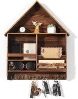 China Easy Install Decorative Wooden Key Hanging Rack with 5 Double Hooks Customized Logo for sale