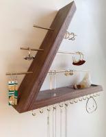 China Logo Customized Acceptable Unfinished Birch Wood Color Hanging Walnut Jewelry Organizer for sale